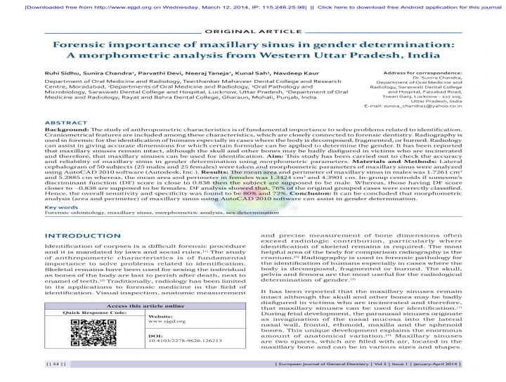 Forensic Importance Of Maxillary Sinus In Gender Determination A 9706